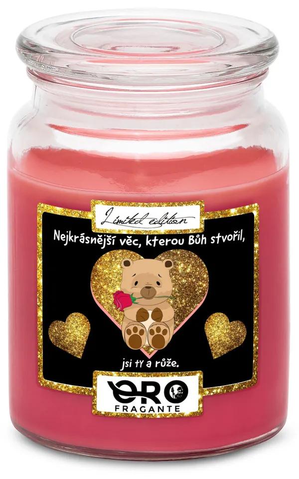 Svíčka Medvídek s růží (Vůně svíčky: Višně v čokoládě)