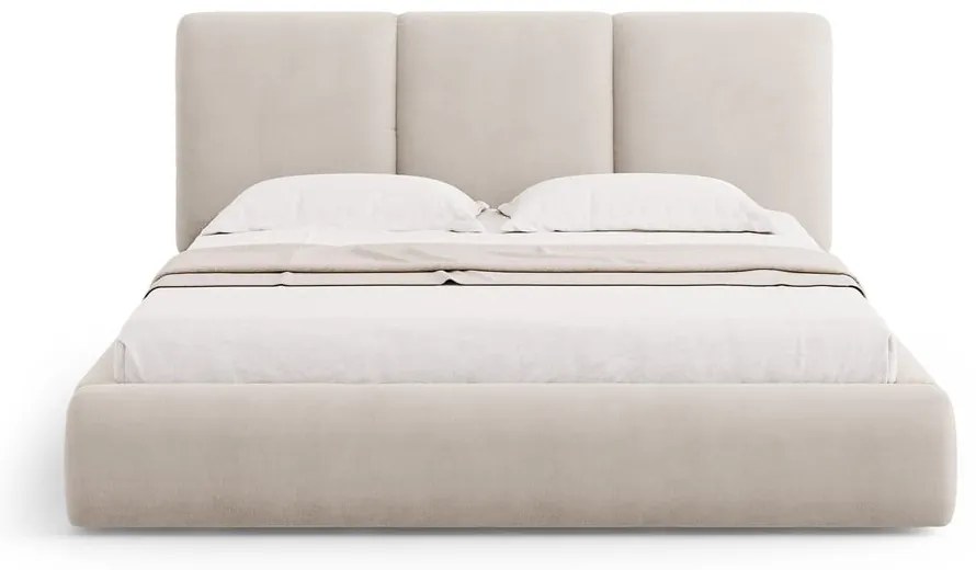 Béžová čalouněná dvoulůžková postel s úložným prostorem s roštem 180x200 cm Brody - II. jakost – Mazzini Beds
