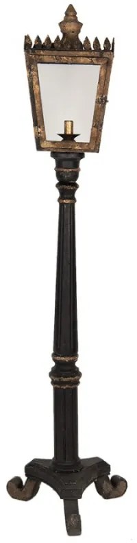 Černá stojací lampa ve tvaru plynové lucerny – 44x40x172 cm
