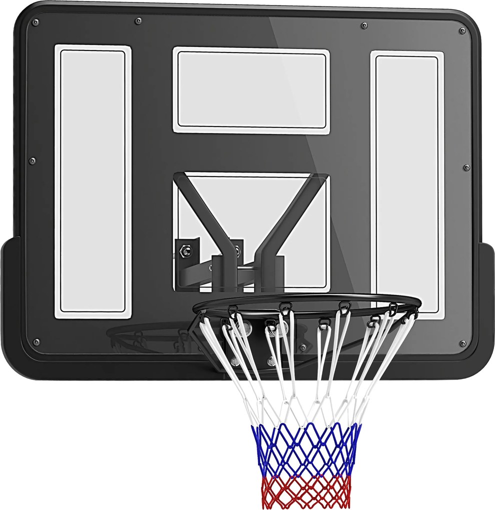 SPORTNOW Basketbalový koš s tabulí pro venkovní a vnitřní použití, Basketbalová deska s Ø45 cm ocelovým rámem a sítí, nástěnná montáž, Basketbalová de