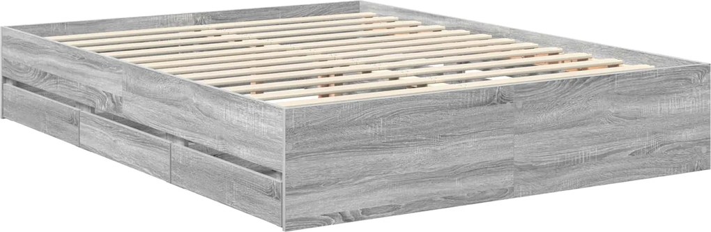 Rám postele s čelo Šedá Sonoma 150 x 200 cm Dřevěný materiál 3412176