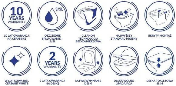 Cersanit Virgo - závěsná wc mísa CleanOn s pomalu padajícím sedátkem, bílá, S701-427