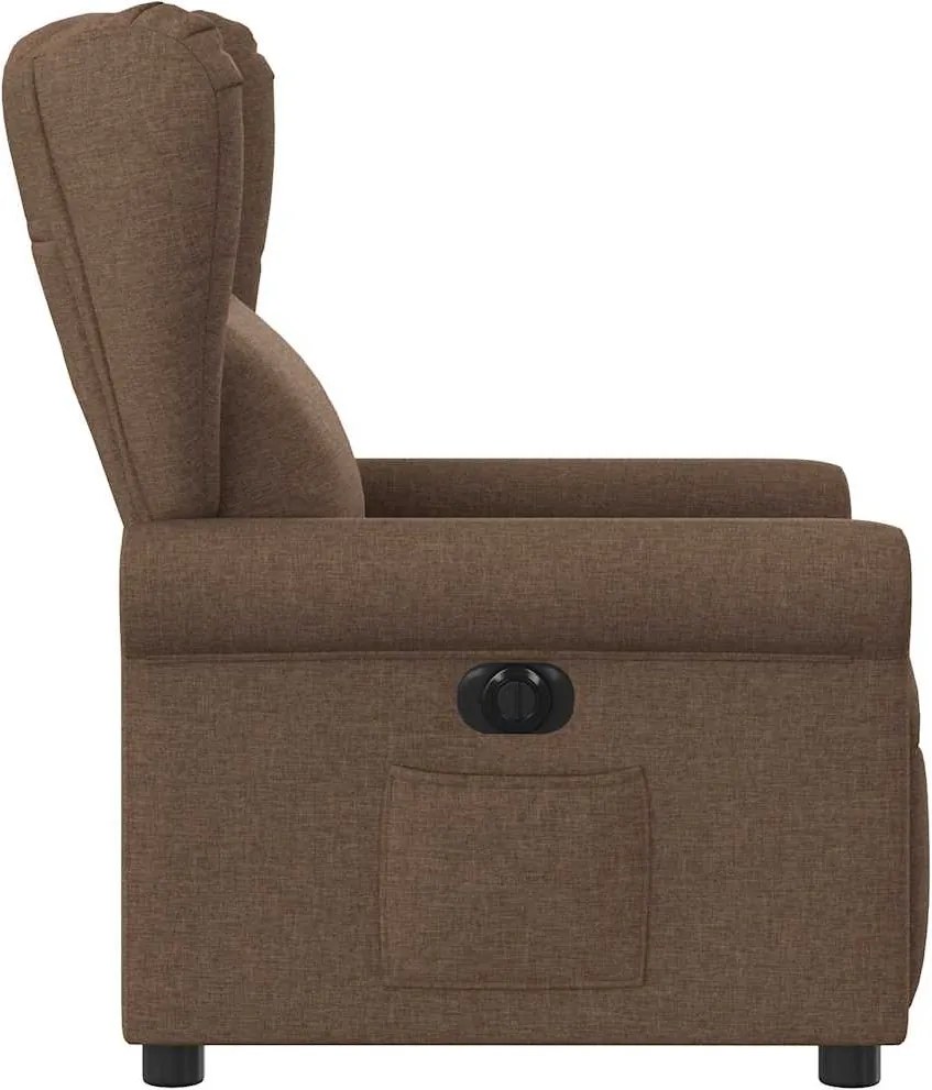 Elektrické polohovací křeslo hnědé textil 3303358