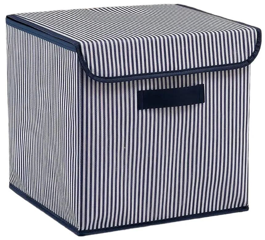 Modrý látkový úložný box s víkem 30x30x30 cm – Mioli Decor