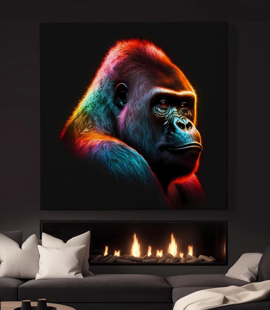 Obraz na plátně - barevná gorila FeelHappy.cz Velikost obrazu: 60 x 60 cm