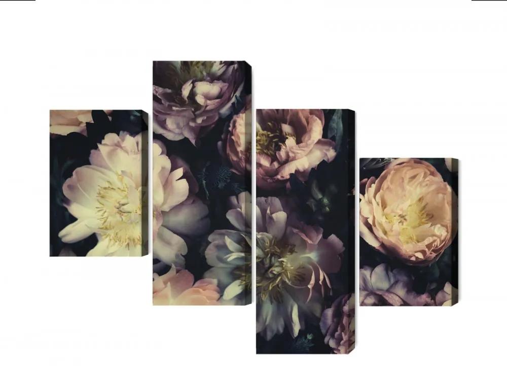 Vícedílný obraz Kytice Barevných Květin Ve Vintage Stylu Nedostatek Nedostatek Plátno Canvas 240x150