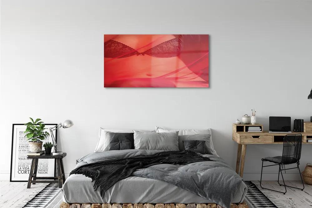 akrylový obraz Žena v červeném tylu 125x50 cm