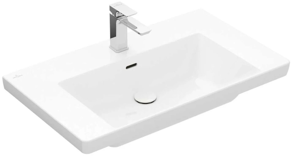 Villeroy & Boch Subway 3.0 - Umyvadlo 80x47 cm, s přepadem, otvor pro baterii, alpská bílá 4A708001
