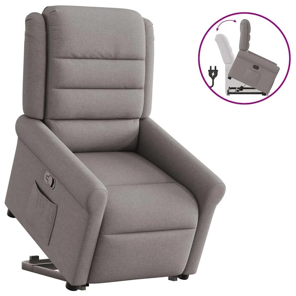Zvedací polohovací křeslo taupe textil 3303321