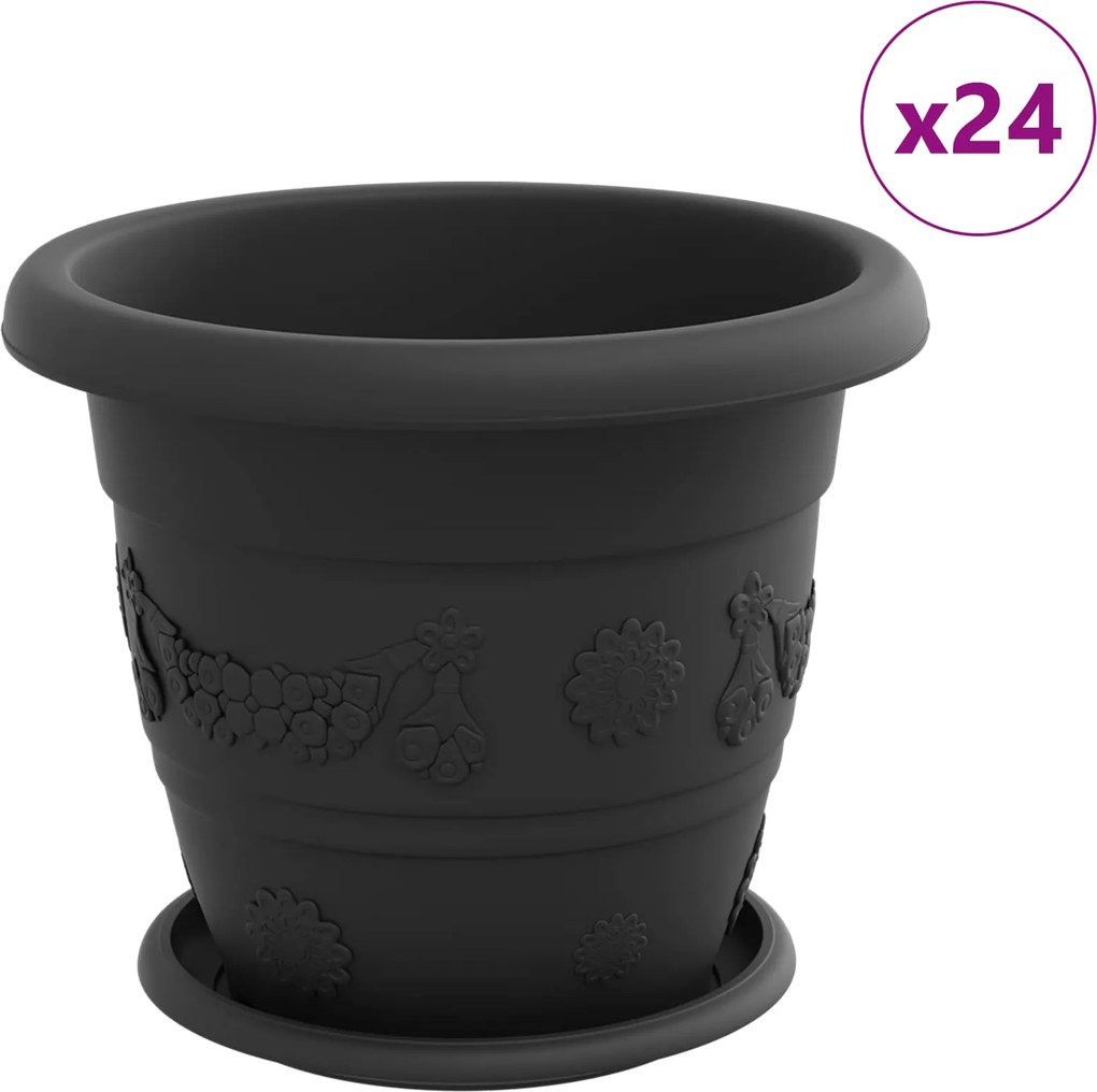 Květináče 24 ks Černá Ø 26 x 21.5 cm Plast 3403286