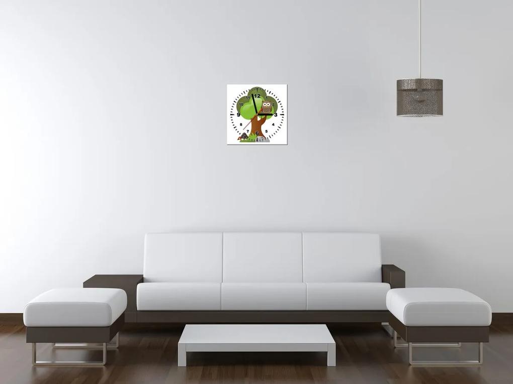 Gario Obraz s hodinami Veselá sova na stromě Rozměry: 30 x 30 cm