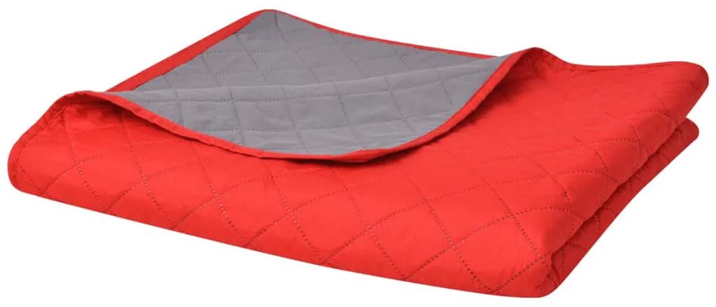 131555 vidaXL 131555  Double-sided Quilted Bedspread Red and Grey 170x210 cm