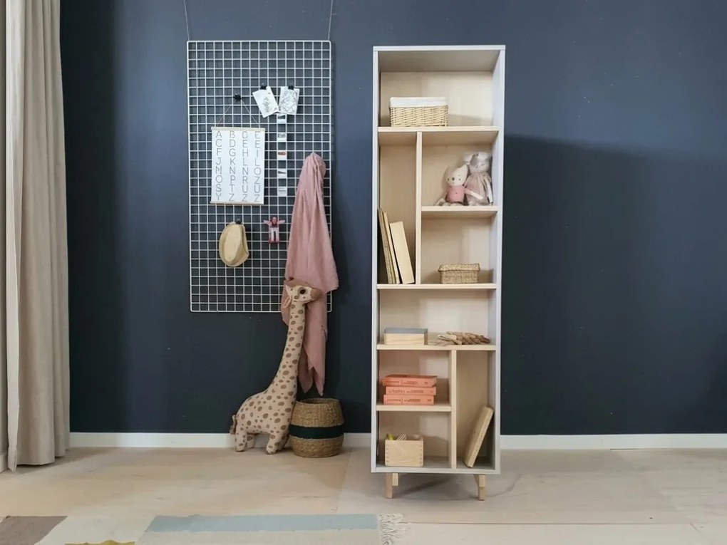 Designová šatní skříň s otevřeným regálem BASIC kašmírová