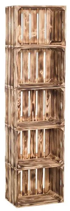 Dřevobox Dřevěné opálené bedýnky regál 150 x 40 x 24 cm