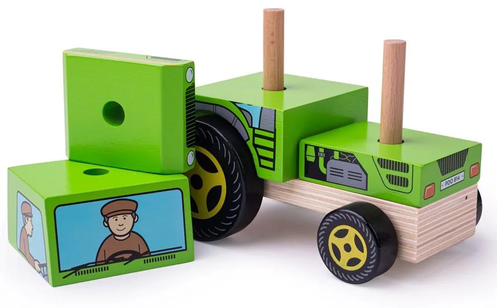 Bigjigs Toys Dřevěný nasazování traktor