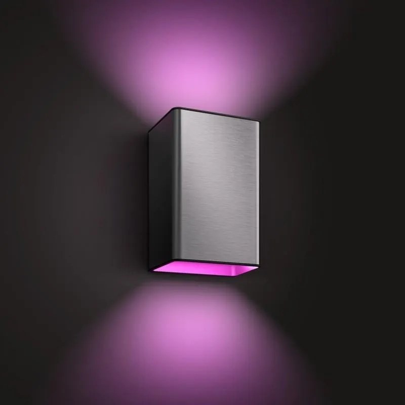 PH 17464/47/P7 HUE Resonate SVÍTIDLO VENKOVNÍ NÁSTĚNNÉ LED RGBW 2x8W 1200lm 2000-6500K IP44, nerez - PHILIPS HUE (915005843001)