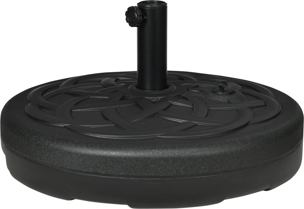 Outsunny Stojan na slunečníky do 35 kg, plnitelný, kulatý držák na slunečníky, zátěž na slunečník, stojan pro slunečníky Ø38/48 mm, pro balkon, terasu