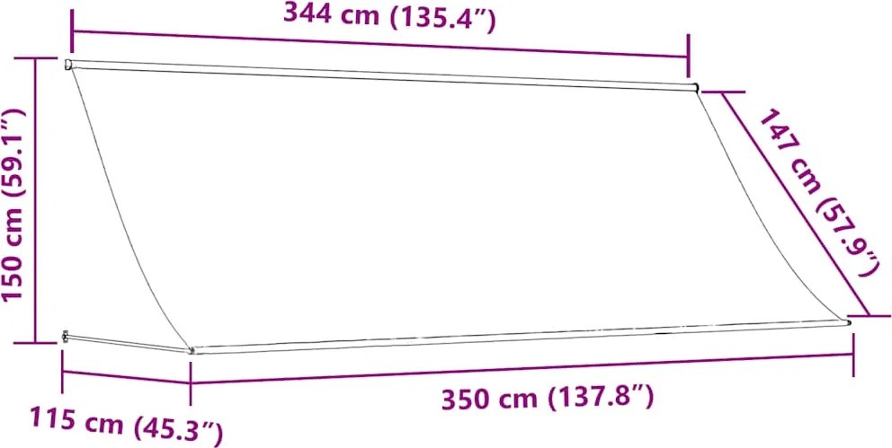 vidaXL Marketos Zatahovací markýza žluto-bílá 350 x 150 cm