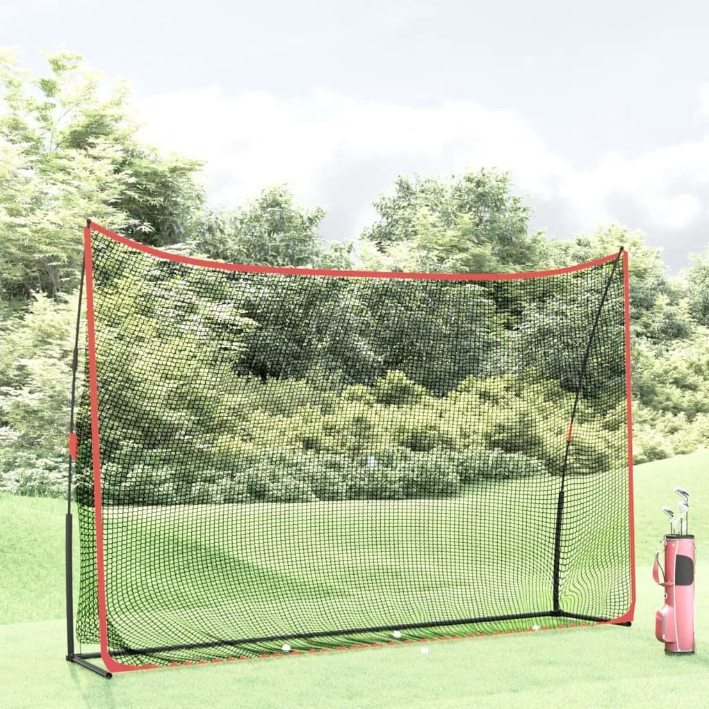 Golfová Tréninková Síť Černá A Červená 305X91X213 Cm Polyester