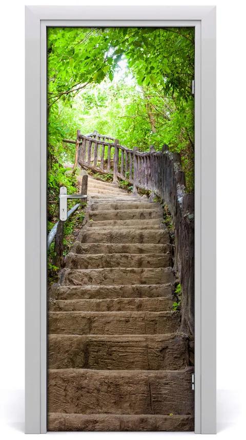 Fototapeta samolepící na dveře schody v lese 75x205 cm