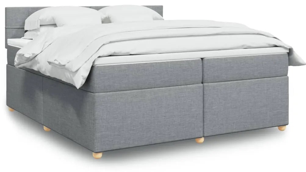 Box spring postel s matrací světle šedá 200 x 200 cm textil 3289087