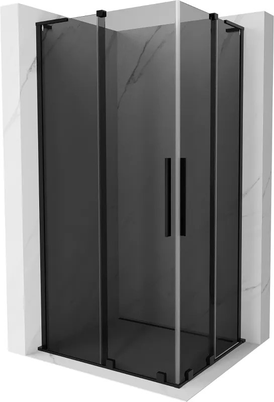 Mexen Velar L Duo, sprchový kout s posuvnými dveřmi 100 x 90 cm, 8mm šedé sklo, černá matná, 871-100-090-02-43-70