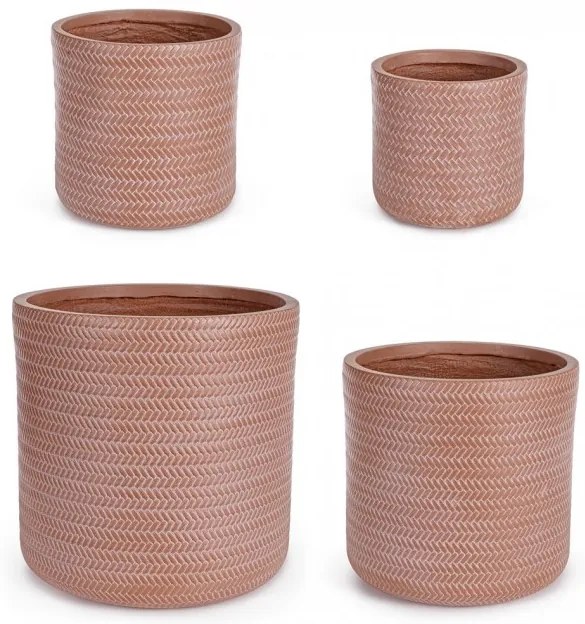 BIZZOTTO Set 4 kulatých květináčů TRESSAGE terakota 0790642