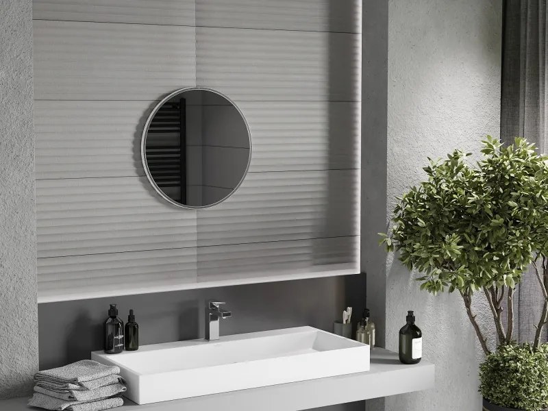 Mexen Loft kulaté koupelnové zrcadlo 40 cm, rám inox - 9850-040-040-000-10