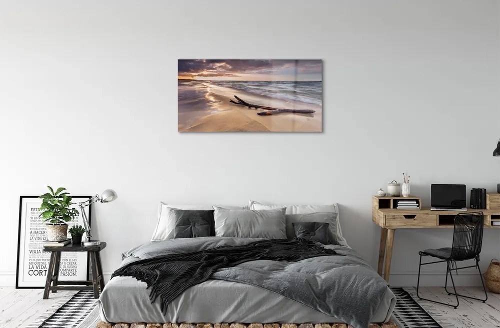 Obraz na skle Gdańsk Beach sea sunset 120x60 cm