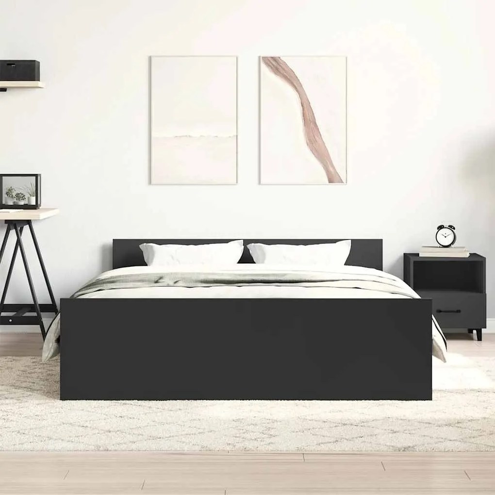 Rám postele s hlavovým a nožním čelem černý 120 x 190 cm 3203776