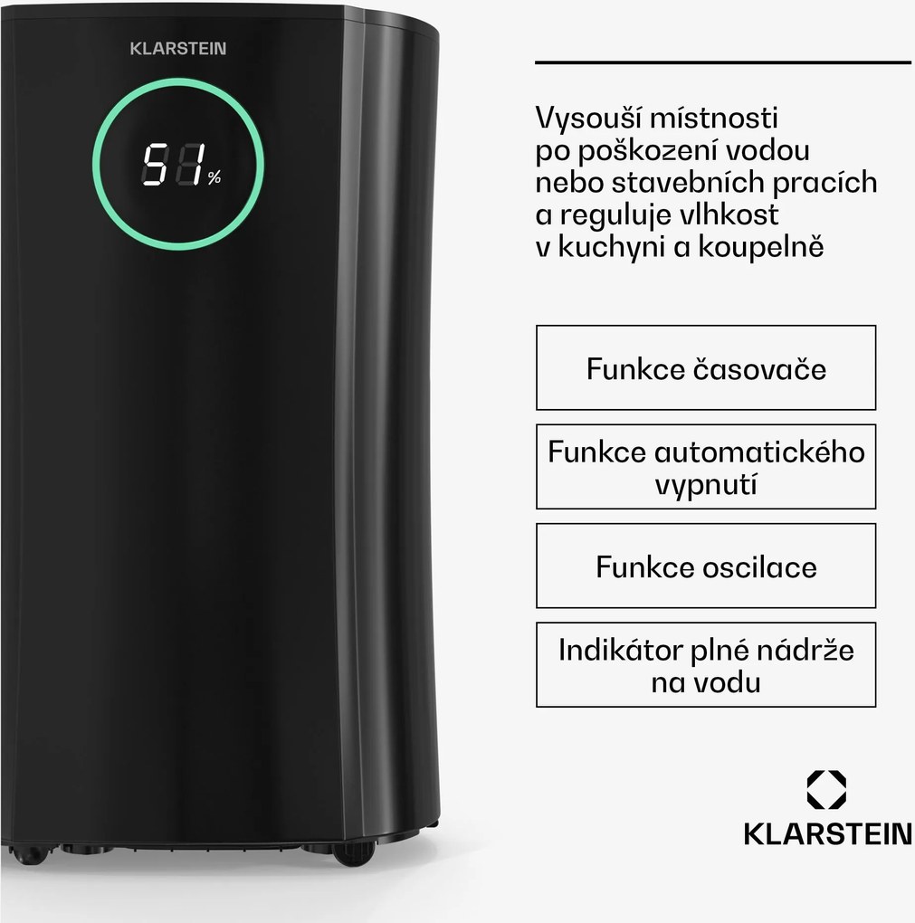 Klarstein DryFy ProConnect 24L odvlhčovač vzduchu, 24 l/den, 30 m², WiFi, Aplikace, LED indikátor, 24-hodinový časovač