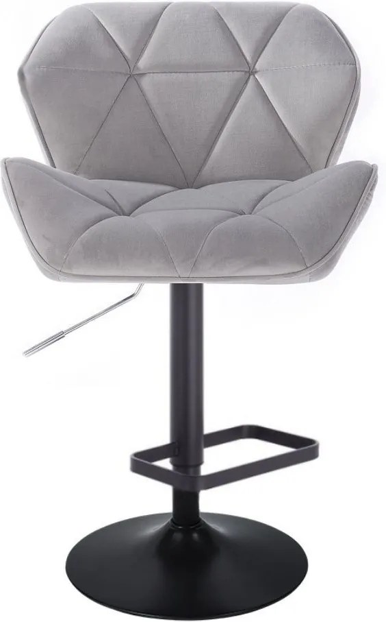 LuxuryForm DESIGN Barová židle MILANO VELUR na černé kulaté podstavě - světle šedá