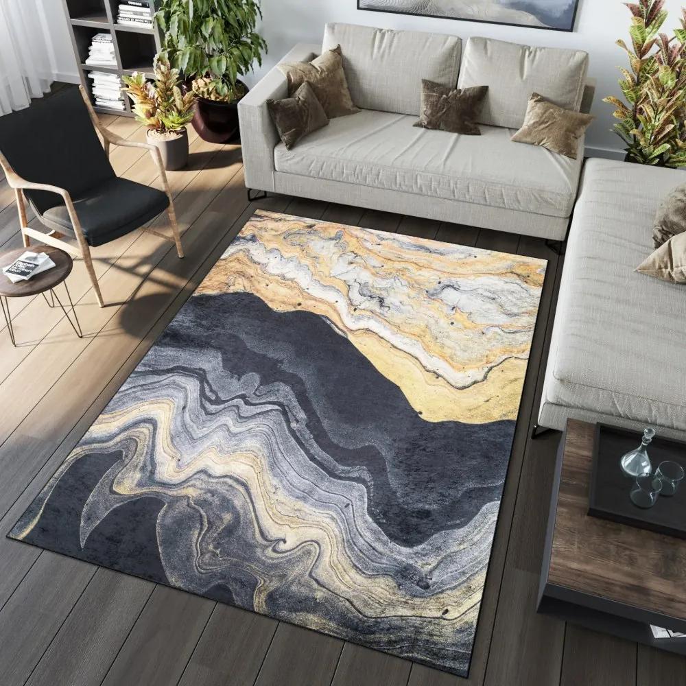 Černý designový koberec s abstraktním vzorem Šířka: 120 cm | Délka: 170 cm