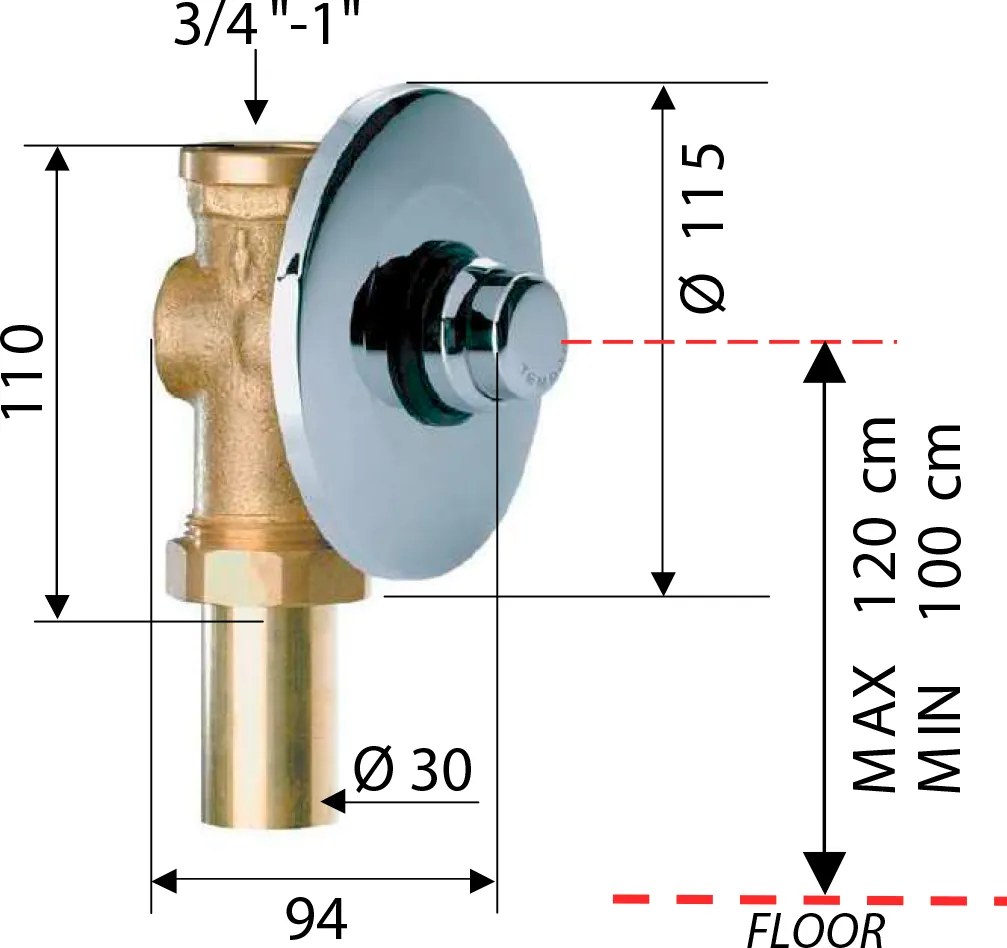 Bruckner Bruckner, TEMPOR samozavírací podomítkový WC ventil, chrom, 937.470.1