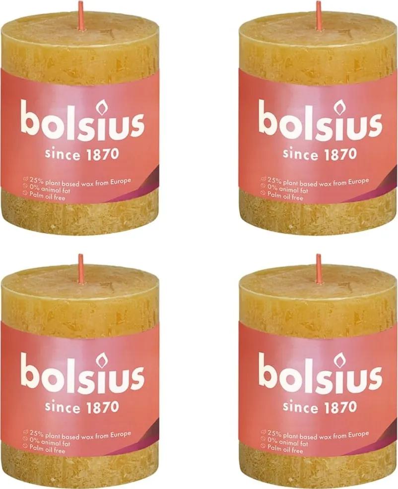 Bolsius Rustikální válcové svíčky Shine 4 ks 80 x 68 mm [440818] Barva: Medově žlutá