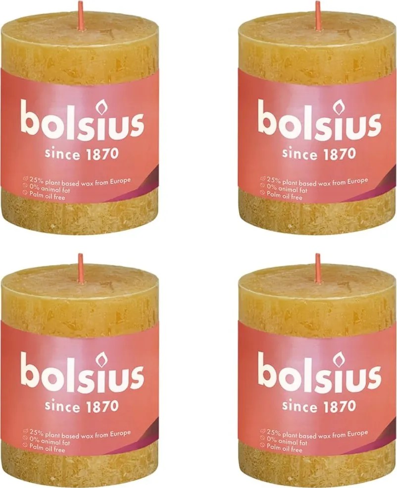 Bolsius Rustikální válcové svíčky Shine 4 ks 80 x 68 mm [440818] Barva: Popelavě růžová