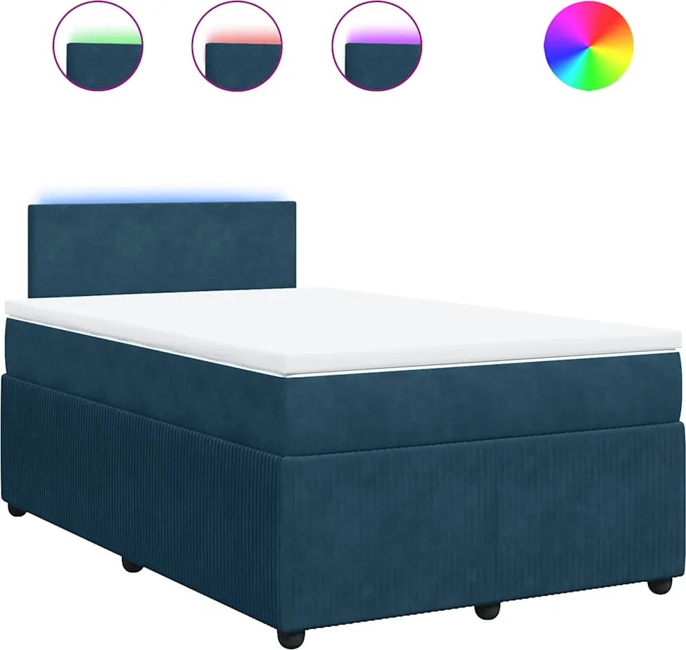 Box spring postel s matrací modrá 120 x 200 cm samet 3290008
