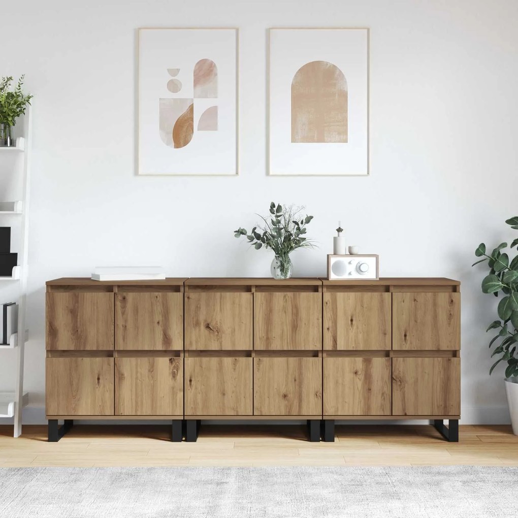 Servírovací skříň 3 ks Artisanový dub 60 x 35 x 70 cm 3394576