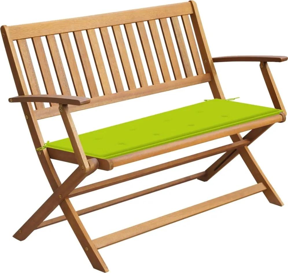 vidaXL Zahradní lavice s poduškou 120 cm masivní akáciové dřevo [3064243] Barva: Jasně zelená