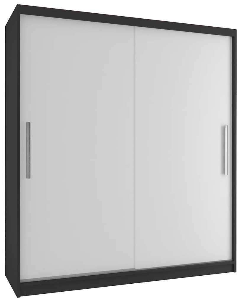 Šatní skříň 133 cm Belini černý mat / bílý mat s posuvnými dveřmi  SI SZP2/2/B/W/0/AL