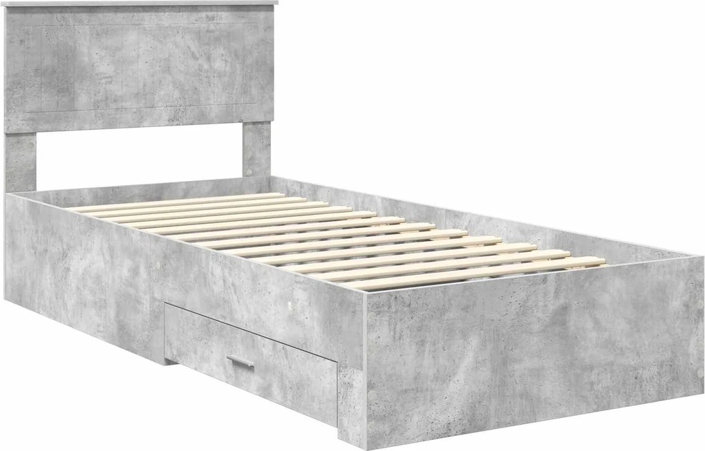 Rám postele s čelo Betonově šedá 90 x 200 cm Kompozitní dřevo 3410943