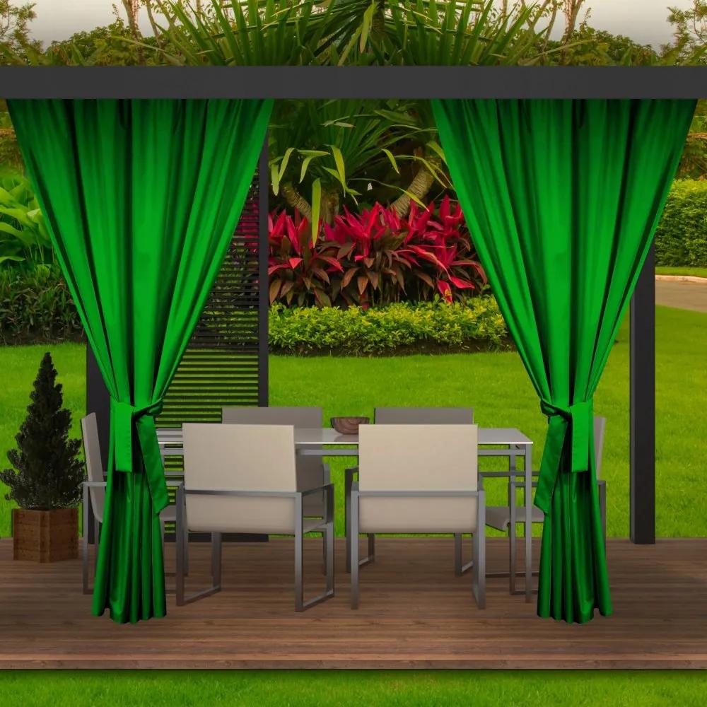 Zelené exteriérové závěsy do zahradní terasy 155 x 220 cm