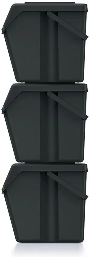 Sada 3 odpadkových košů Soorti na tříděný odpad 3 x 25 l černá
