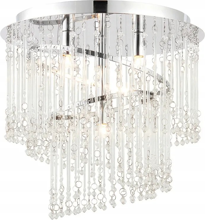 Stropní lampa glamour Camille 68698 skleněná, chrom, průhledný