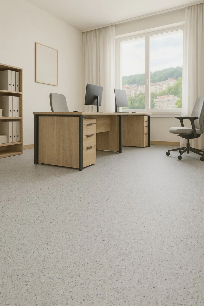 IVC Commercial, PVC podlaha - lino Logitex Ultimate 55 Gravel T96, na míru, šíře 2m,4m, šedá, filc, chodba / předsíň
