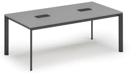 Stůl INVITATION 2000 x 1000 x 740, šedá + 2x stolní zásuvka TYP V, černá