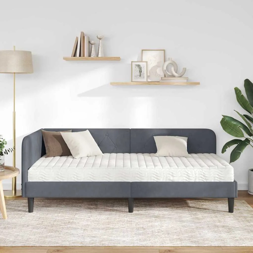 Rohový rám postele Tmavě šedá 90 x 200 cm samet 3394155