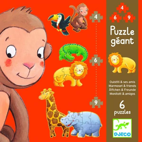 Djeco Puzzle - Sada Opička a přátelé 19 dílků