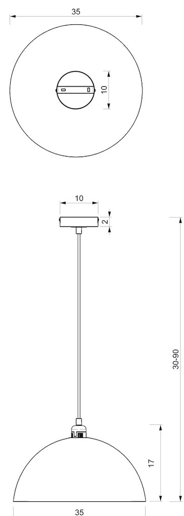 Závěsné svítidlo Beta, 1x zlaté/bílé kovové stínítko, (fi 35cm), w