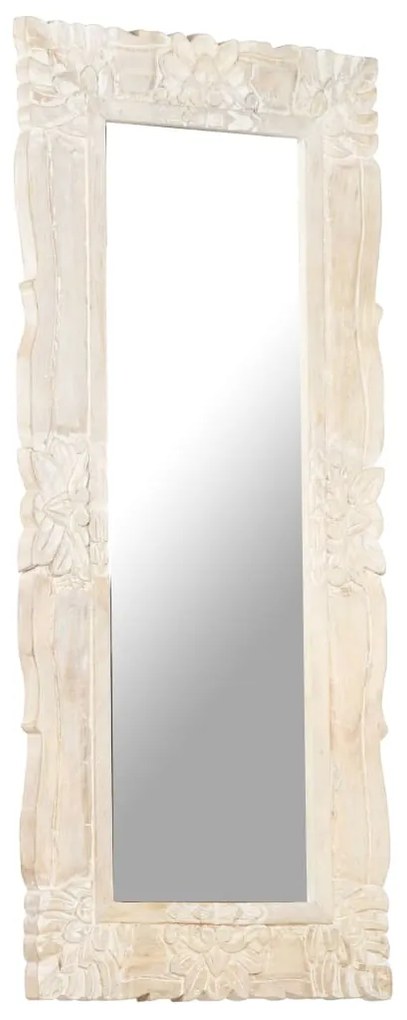 Zrcadlo bílé 110 x 50 cm masivní mangovníkové dřevo - Default Title
